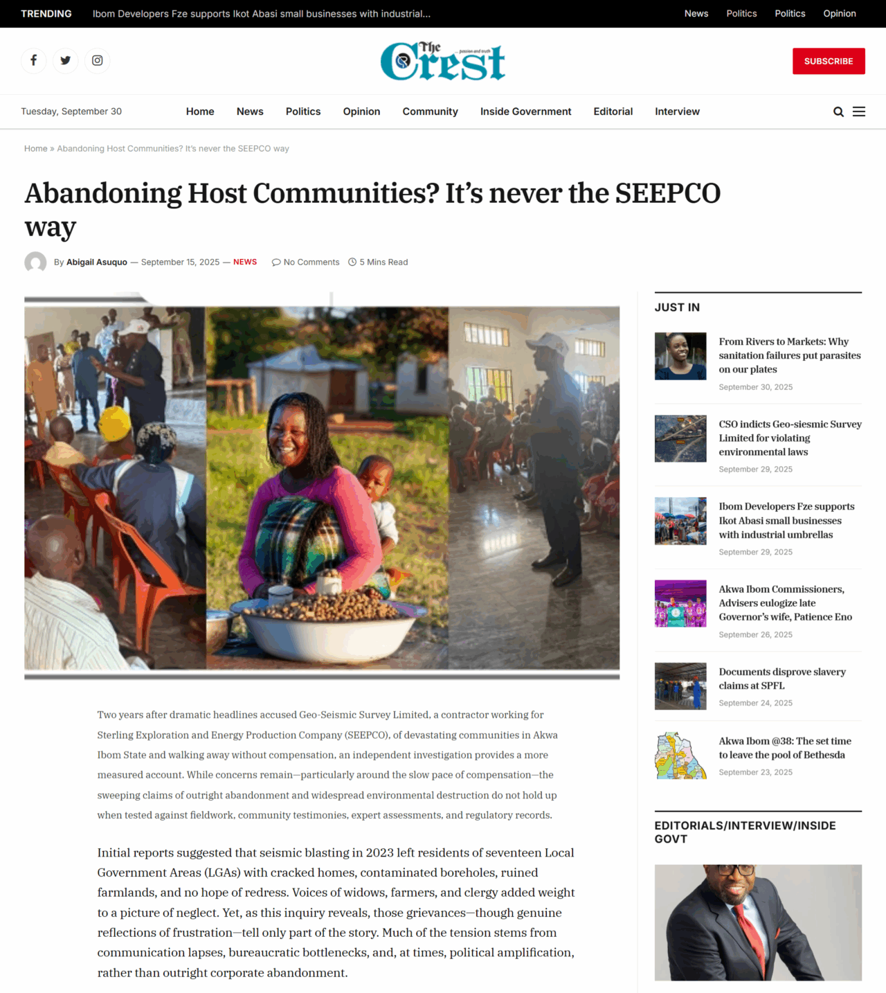 Abandoning Host Communities? It’s never the SEEPCO way - Sterling Oil Exploration and Energy ...