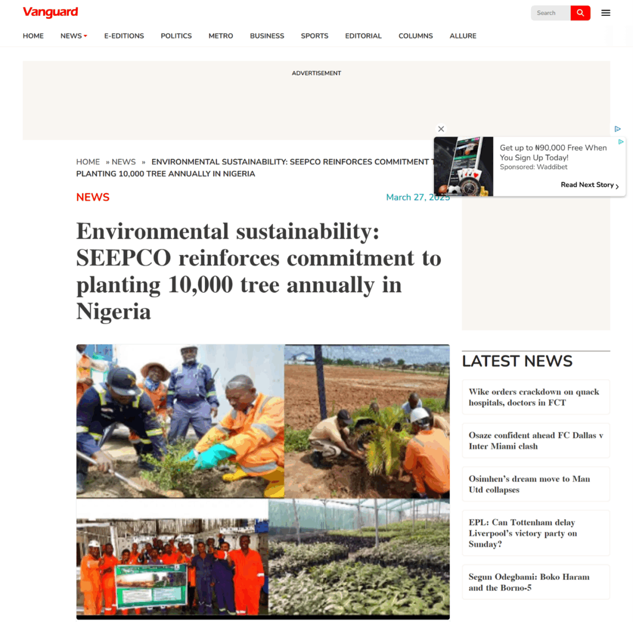 SEEPCO reinforces commitment to planting 10,000 trees annually in ...