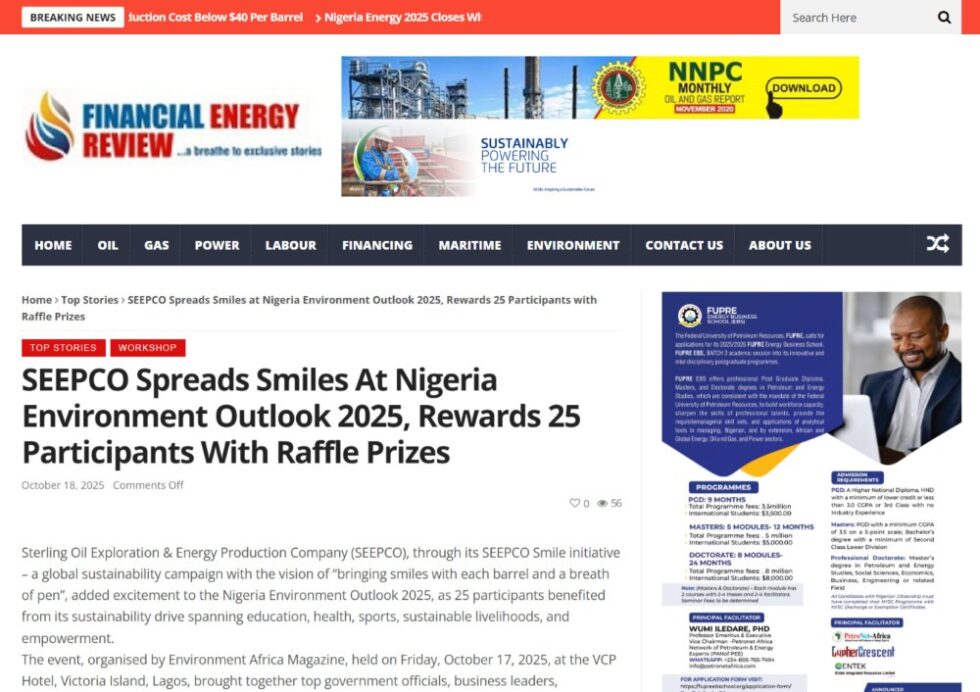 SEEPCO Spreads Smiles at Nigeria Environment Outlook 2025, Champions ...